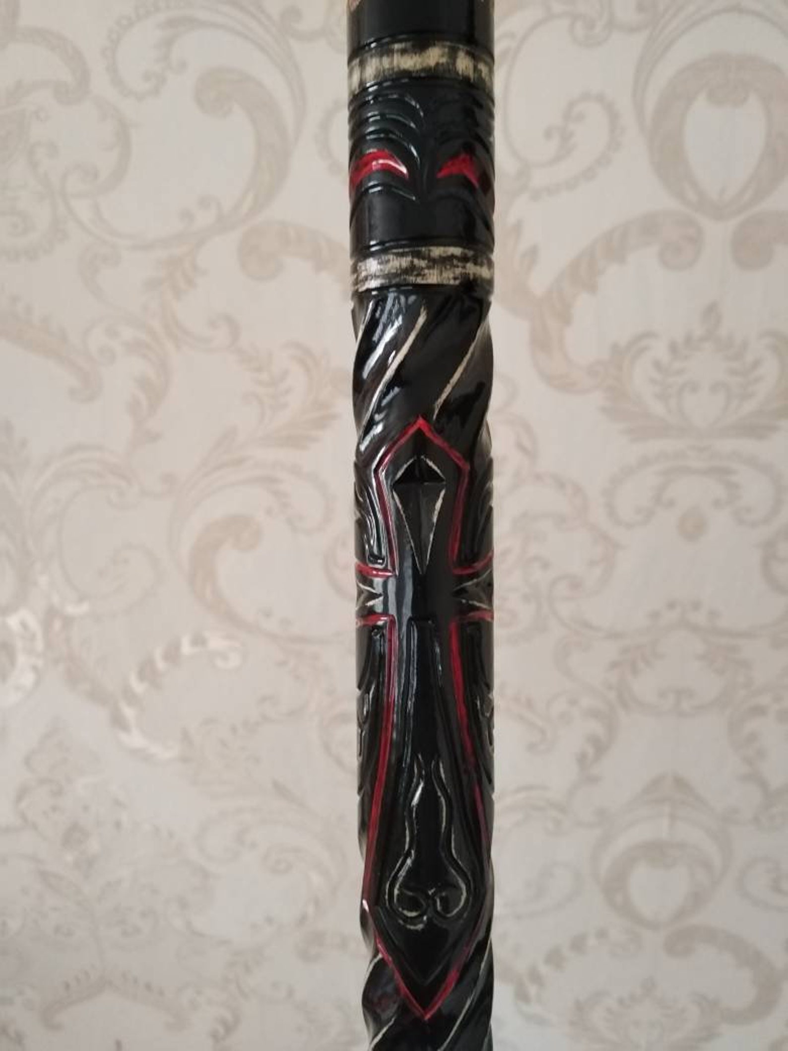 Wooden Carved Walking Cane Skull | Etsy