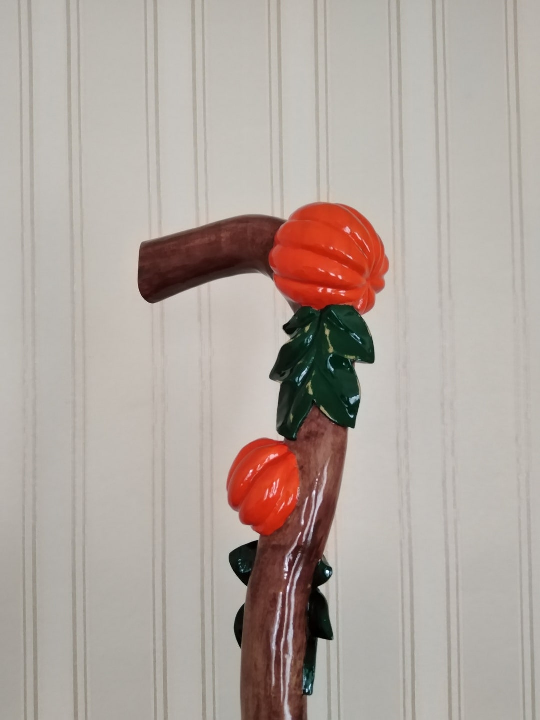 Handmade Carved Wooden Pumpkin Cane - Halloween Walking Stick - Etsy