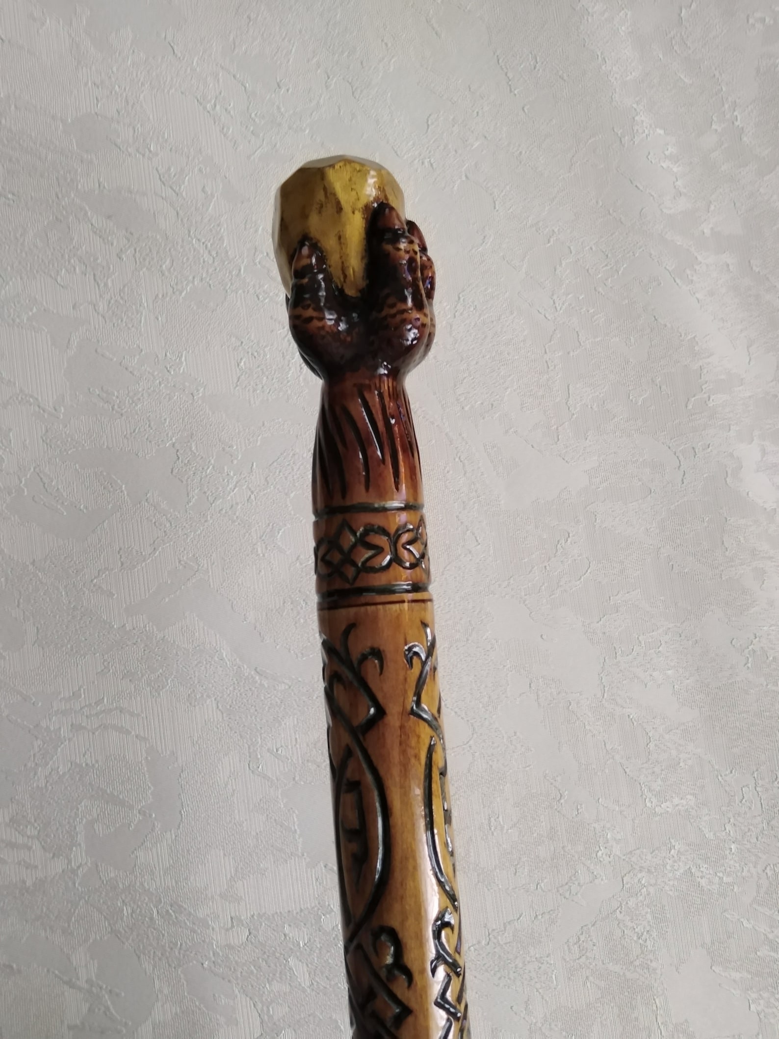 Carved Walking Cane Wooden Walking Cane Walking Stick With - Etsy