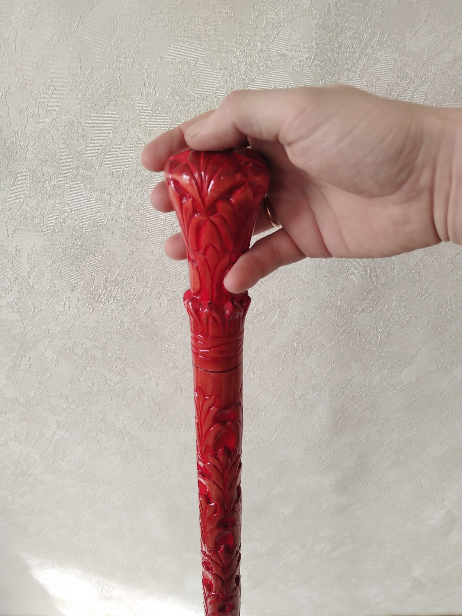 Carved Wooden Walking Stick: Unique Designer Hiking Cane - Etsy