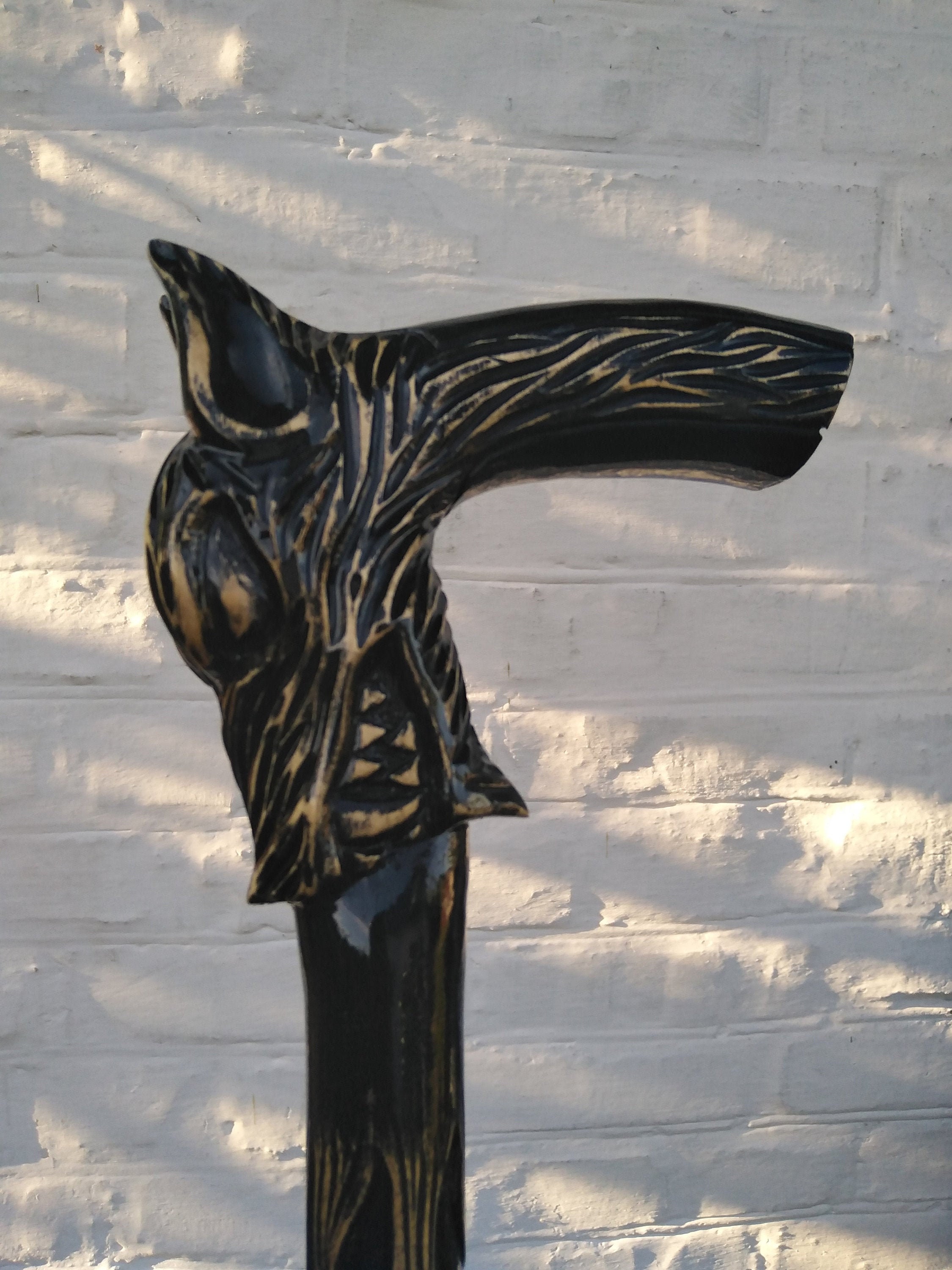 Hand Carved Walking Sticks Wooden Unique Walking Cane Wolf - Etsy
