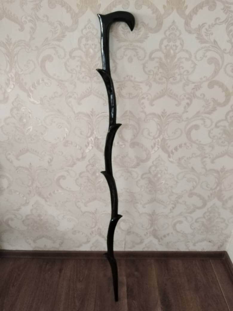 Black Plant-inspired Walking Staff: Twisted Handle, Glossy Finish - Etsy