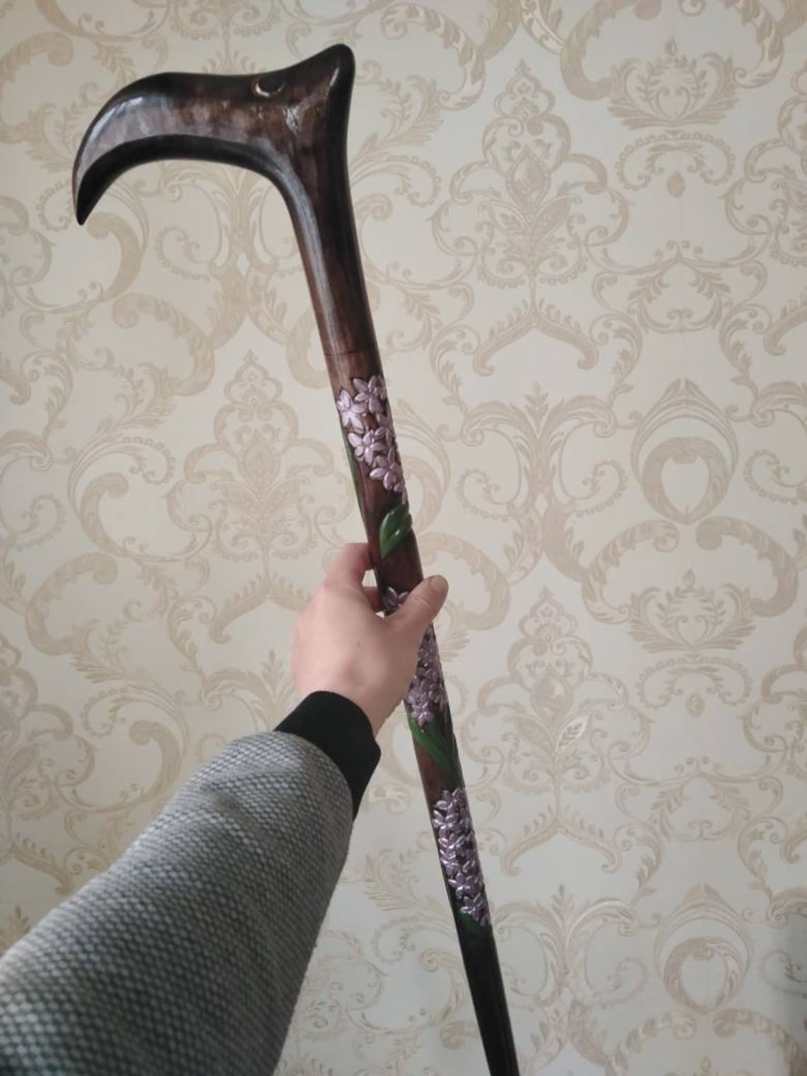 Wooden Carved Walking Cane Handmade With Geocynts | Etsy
