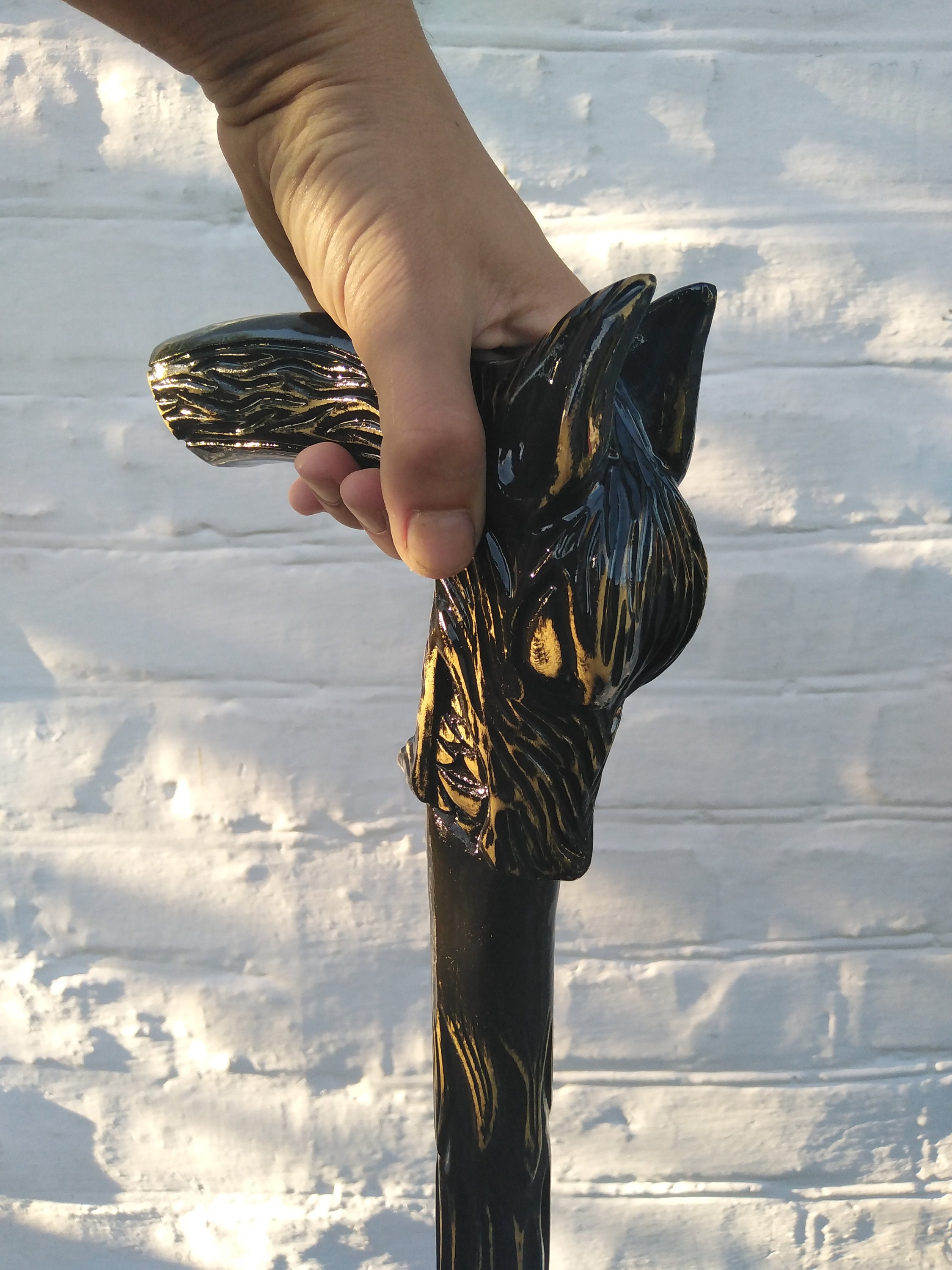 Hand Carved Walking Sticks Wooden Unique Walking Cane Wolf - Etsy