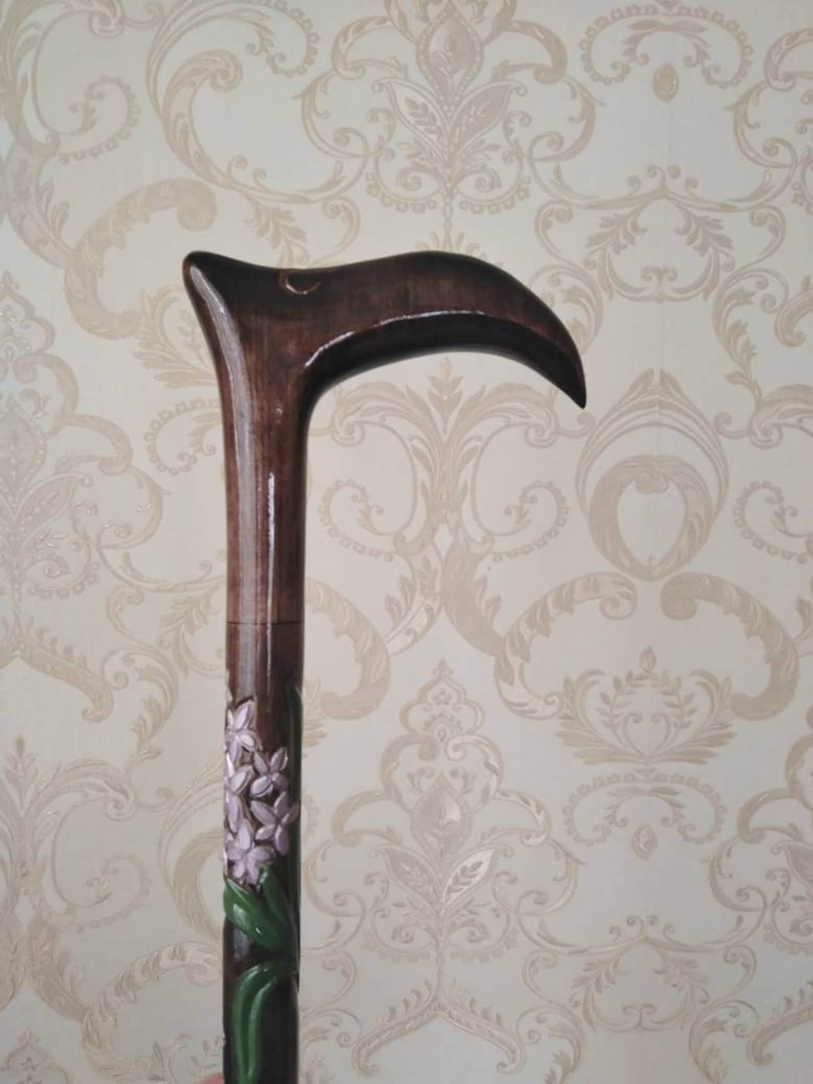 Wooden Carved Walking Cane Handmade With Geocynts | Etsy