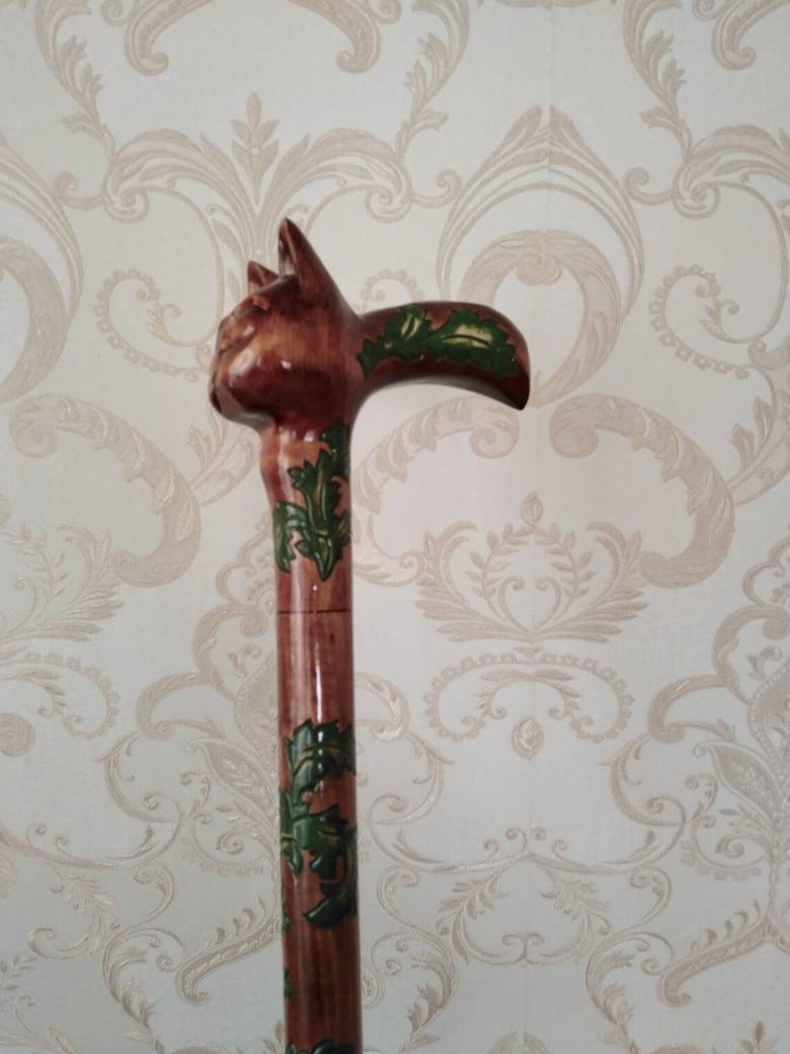 Hand Carved Walking Sticks Wooden Unique Walking Cane Cat - Etsy