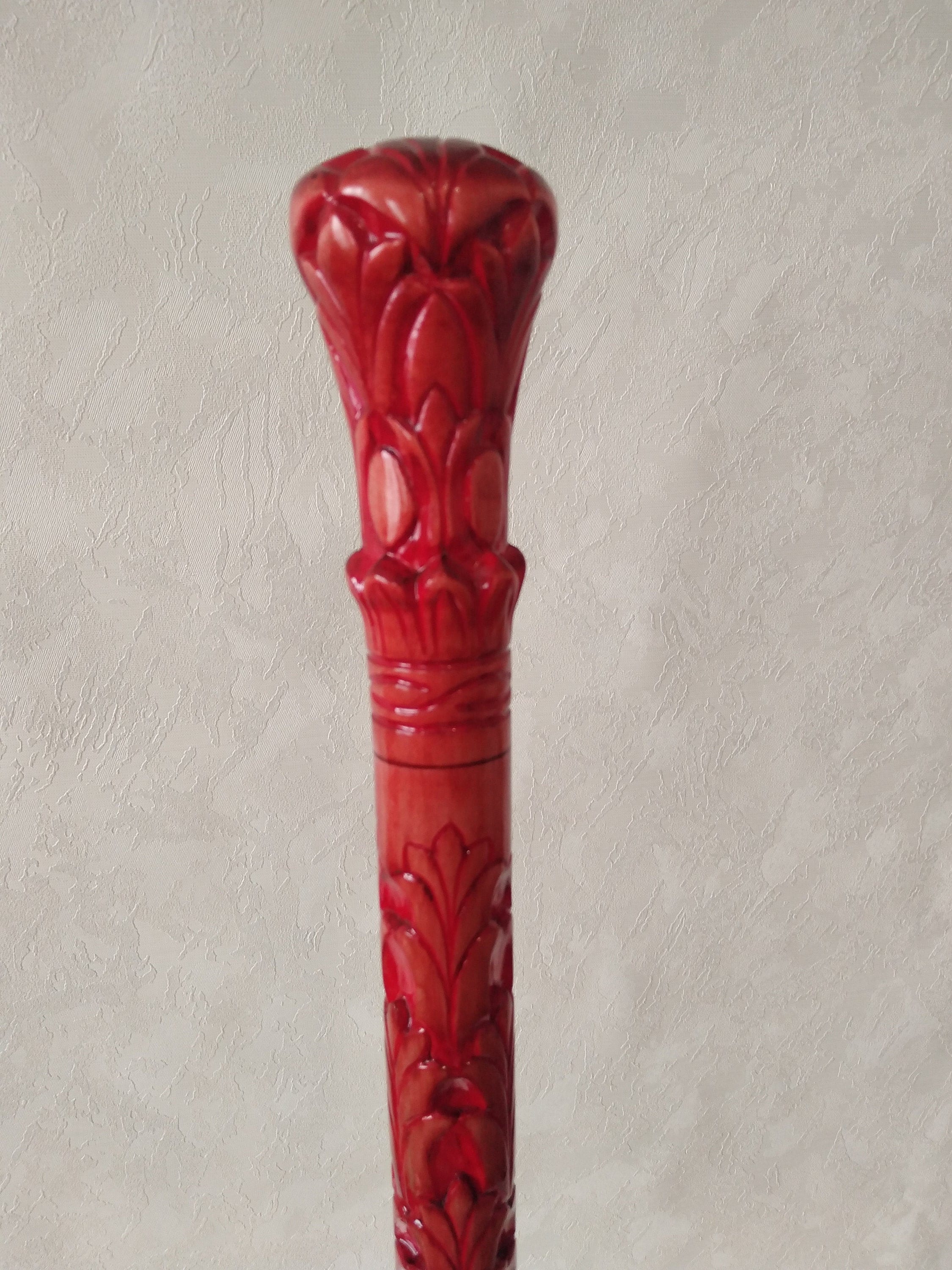 Carved Wooden Walking Stick: Unique Designer Hiking Cane - Etsy