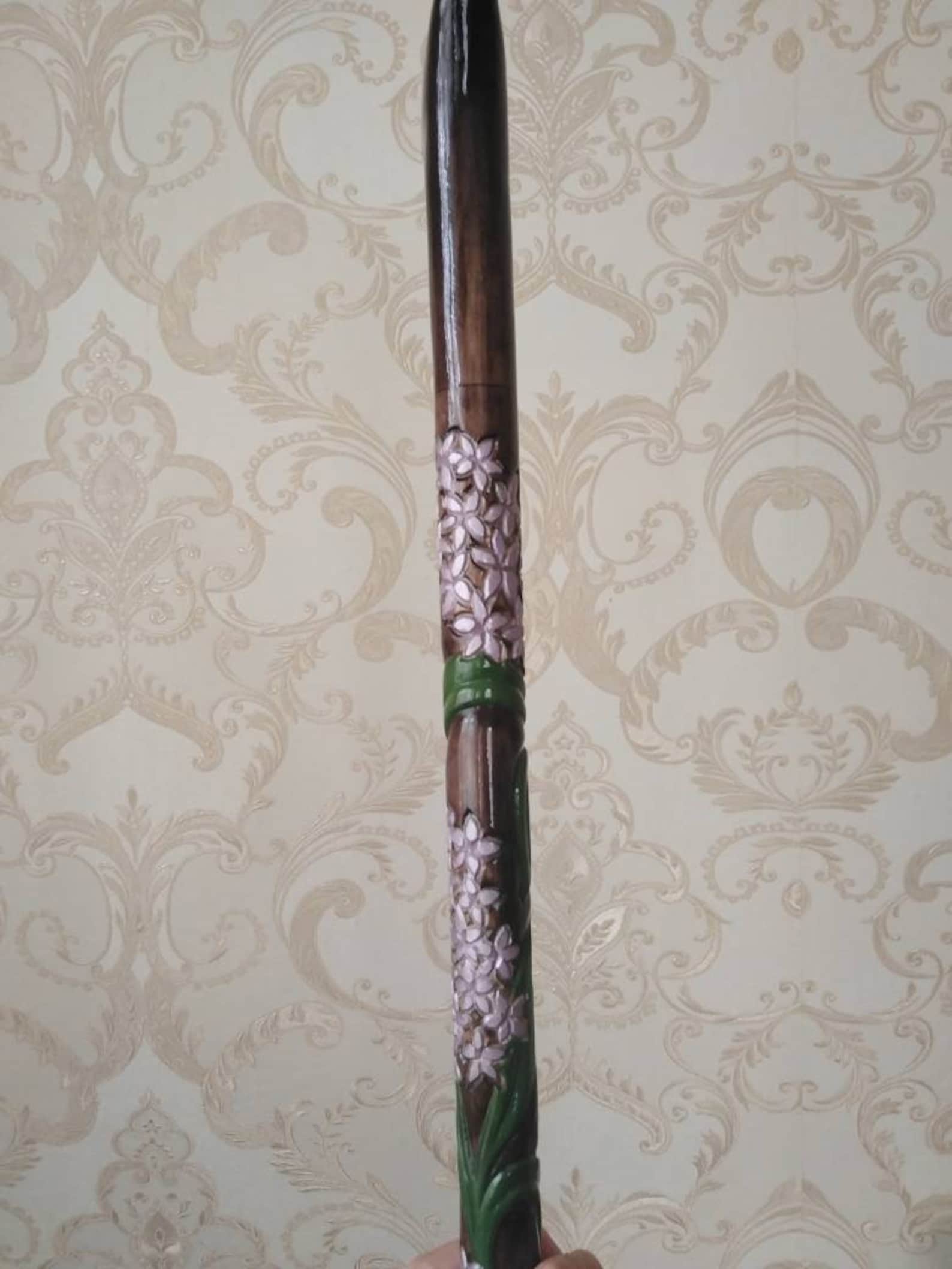 Wooden Carved Walking Cane Handmade With Geocynts | Etsy