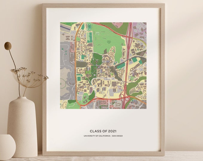 Personalized University Map, Custom Map, College Campus, Dorm Decor ...