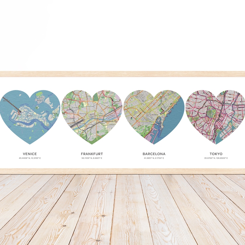 Map Hearts - Etsy
