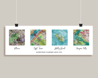 Custom Map Print 5 Locations Personalized Maps Canvas | Etsy