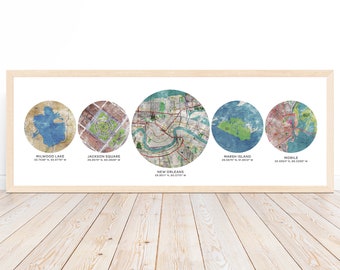Custom Map Print 5 Locations Personalized Maps Canvas - Etsy