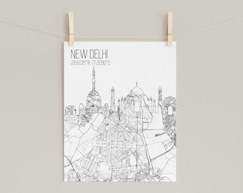 New Delhi Map Poster - Etsy
