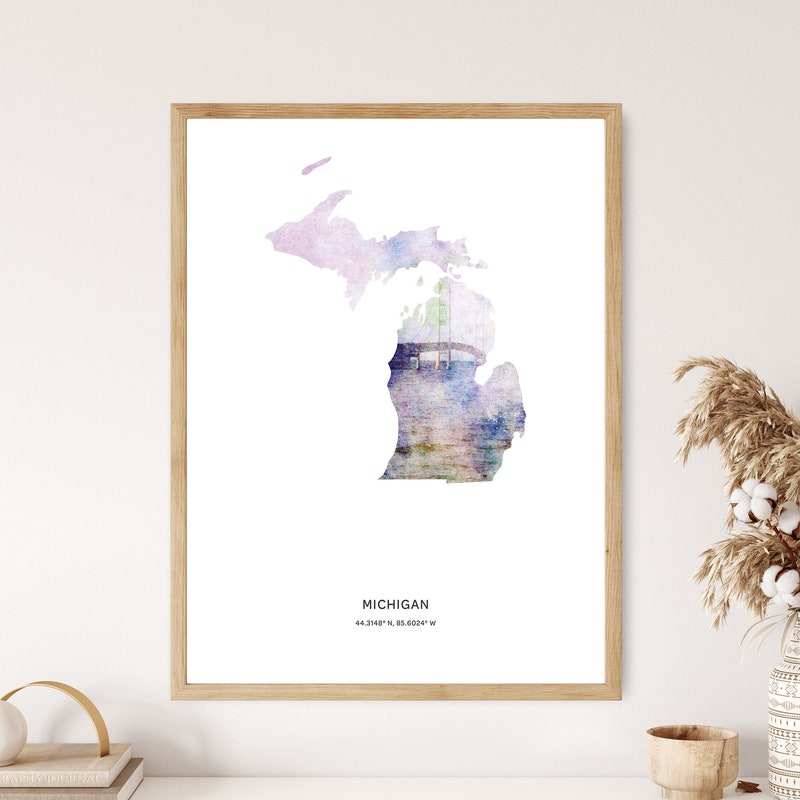 Michigan Map Art - Etsy