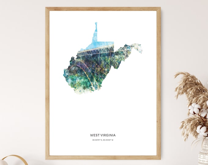 Map of West Virginia, Printable West Virginia Map, Printable Wv Map ...