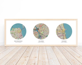 Custom Map Print 5 Locations Personalized Maps Canvas | Etsy
