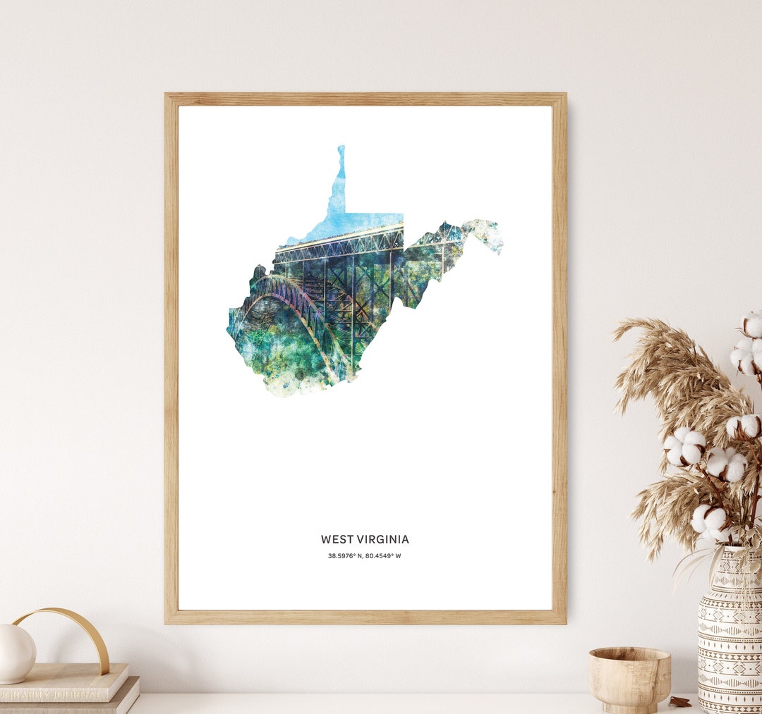 West Virginia Print | West Virginia Watercolor | West Virginia Canvas ...