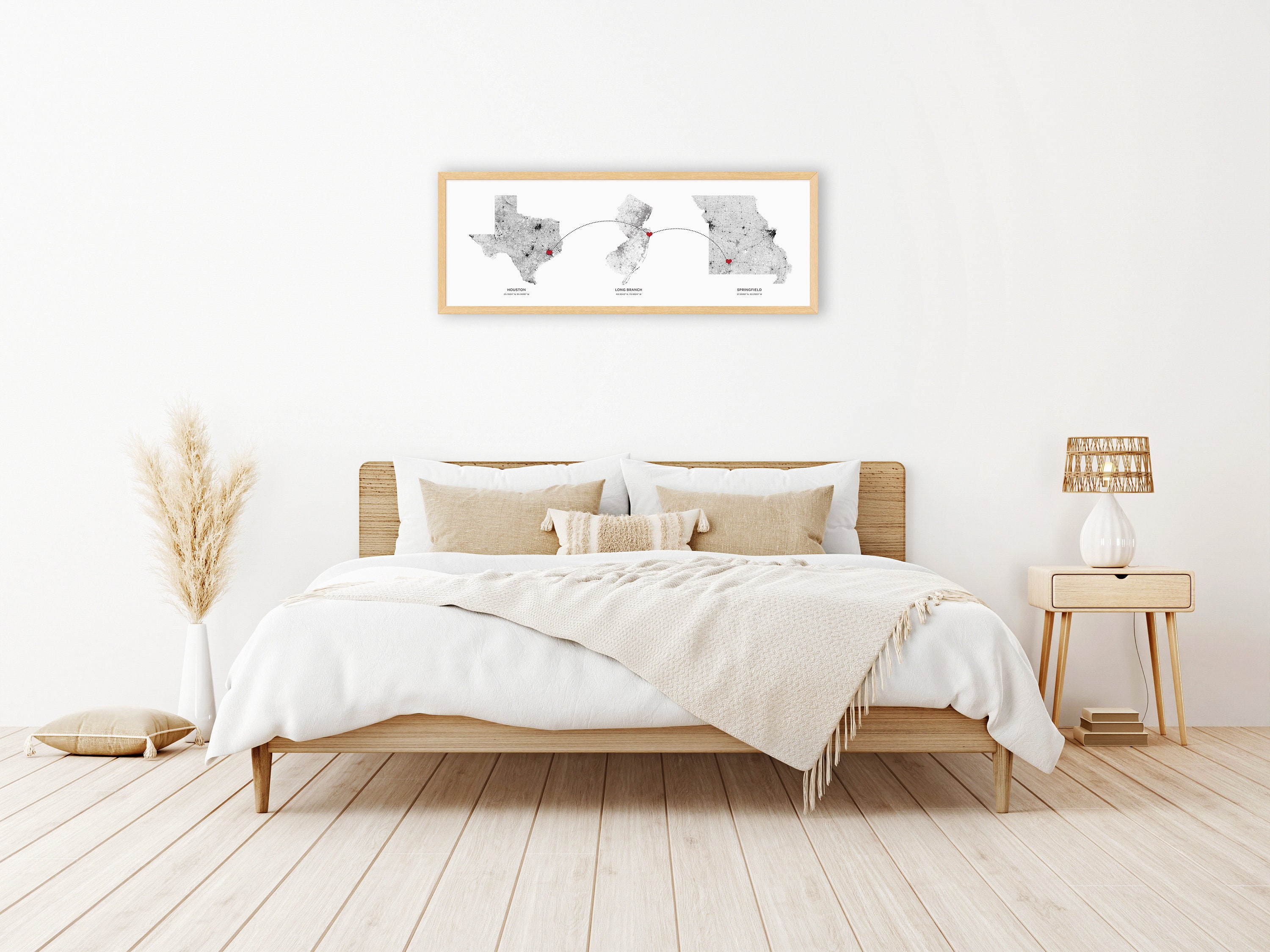 Custom States Map Print 3 Locations State to State | Etsy