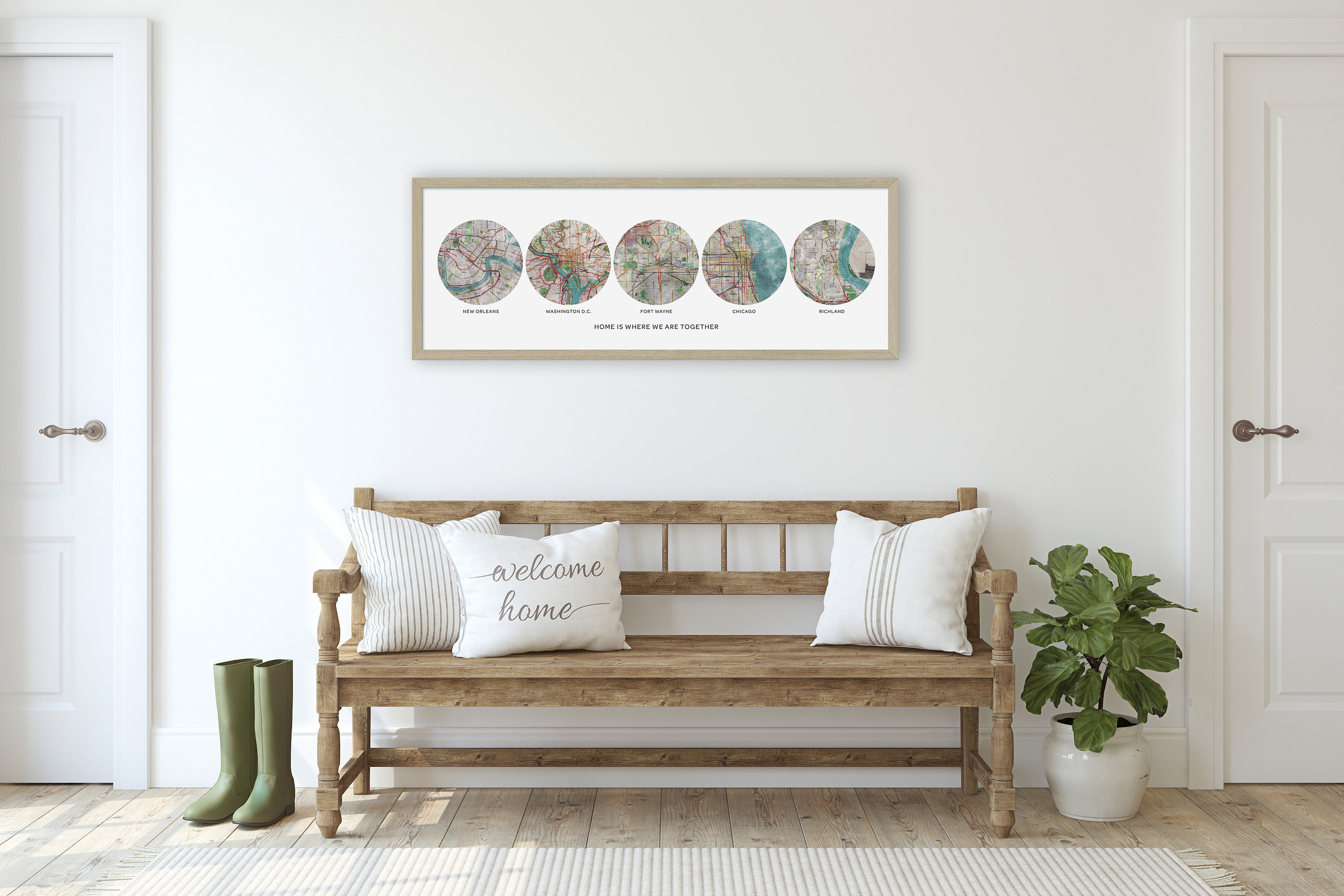 Custom Map Print 5 Locations Personalized Maps Canvas - Etsy