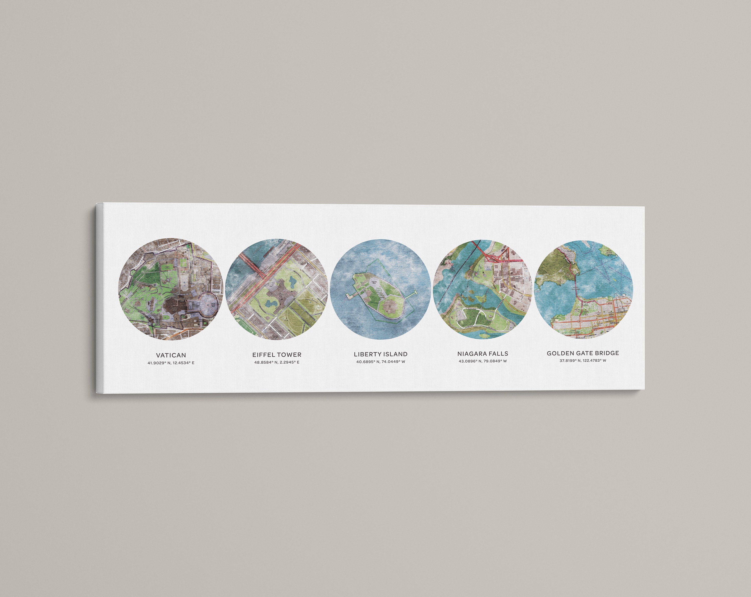 Custom Map Print 5 Locations Personalized Maps Canvas - Etsy