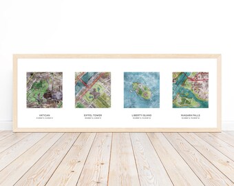 Custom Map Print 5 Locations Personalized Maps Canvas | Etsy