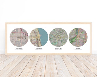 Custom Map Print 5 Locations Personalized Maps Canvas | Etsy