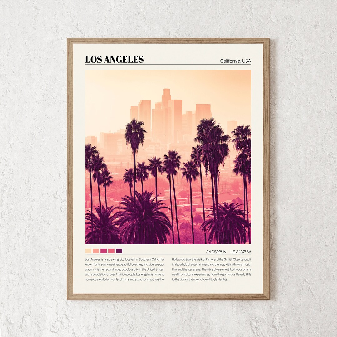 Los Angeles Print | Los Angeles Wall Art | Los Angeles Poster | Los ...