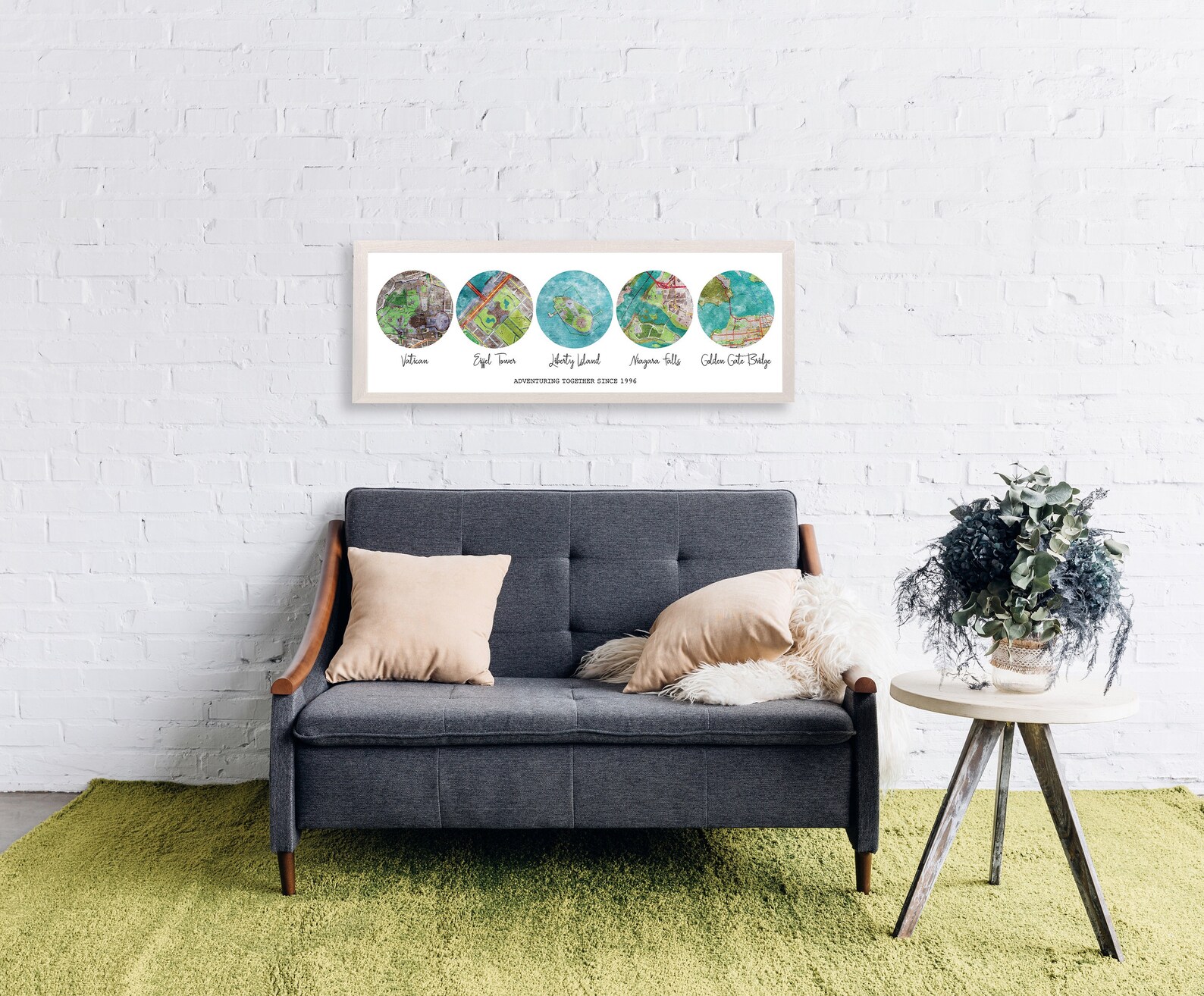 Custom Map Print 5 Locations Personalized Maps Canvas | Etsy