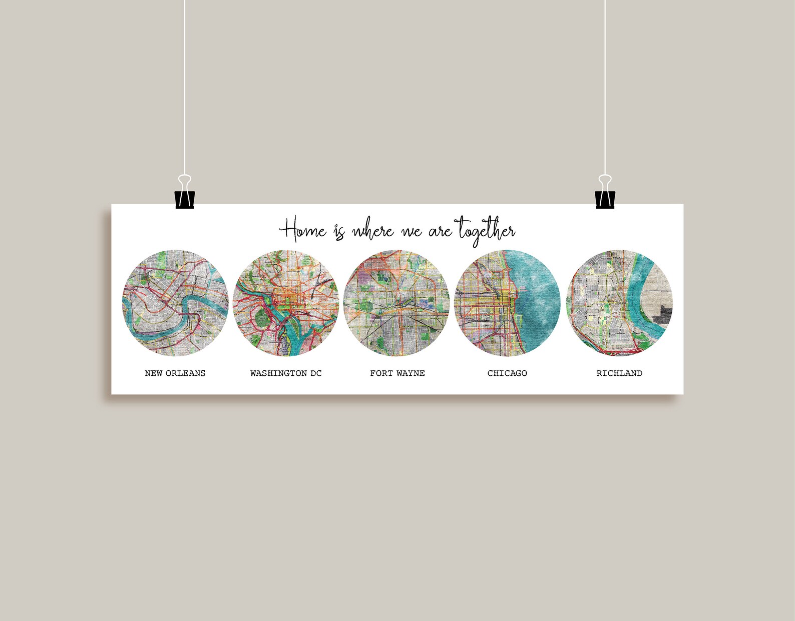 Custom Map Print 5 Locations Personalized Maps Canvas | Etsy