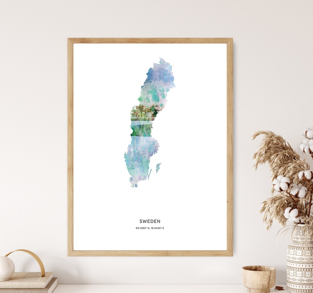 Sweden Print | Sweden Watercolor Print | Sweden Canvas | Sweden Poster ...