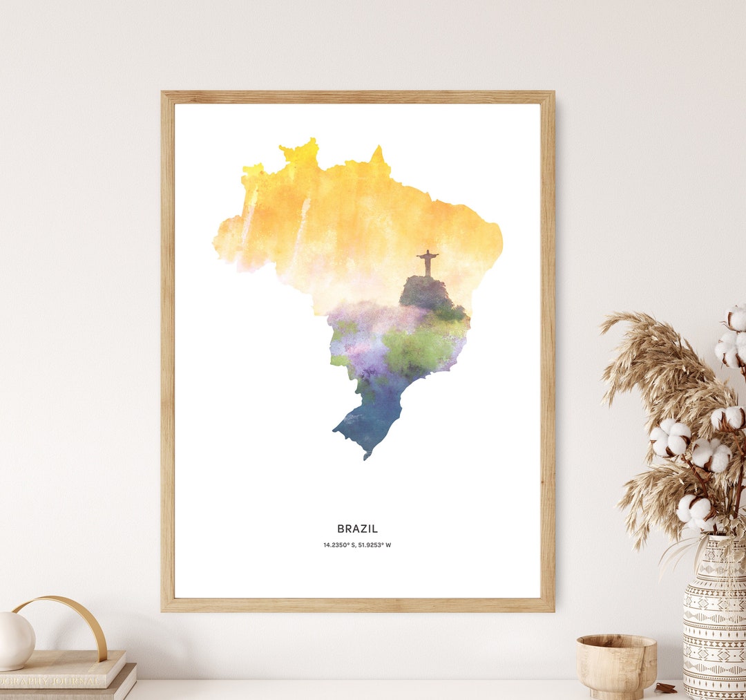 Brazil Print | Brazil Watercolor Print | Brazil Canvas | Brazil Poster ...
