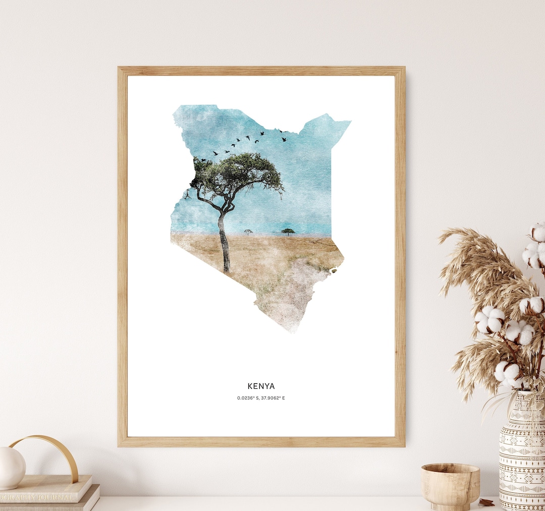 Kenya Print | Kenya Watercolor Print | Kenya Canvas | Kenya Poster ...
