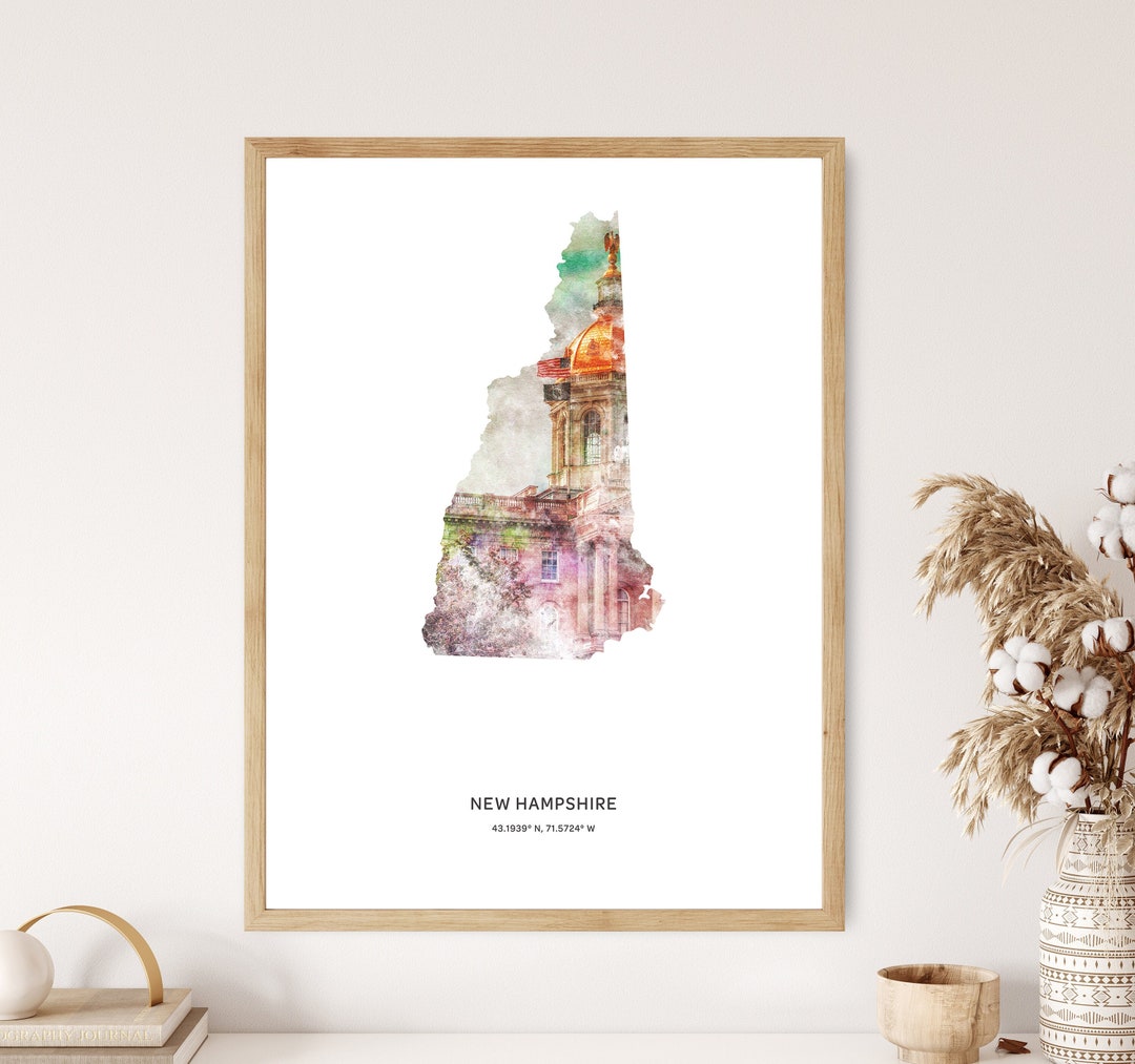 New Hampshire Print | New Hampshire Watercolor | New Hampshire Canvas ...