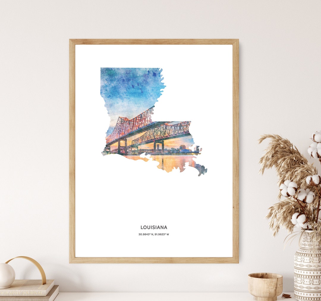 Louisiana Print | Louisiana Watercolor Print | Louisiana Canvas ...