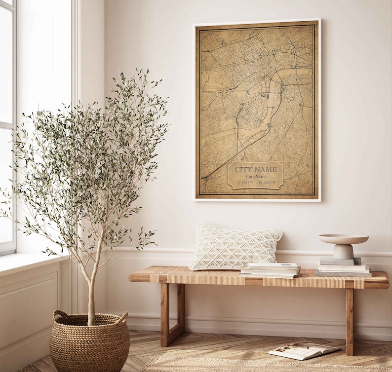 Custom Vintage Map Print | Personalized Map Canvas | Personalized Gift ...
