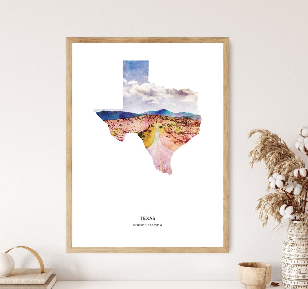Texas Print | Texas Watercolor Print | Texas Canvas | Texas Poster ...