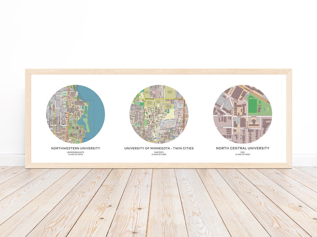 University College Map Print 3 Schools | Personalized University Canvas ...