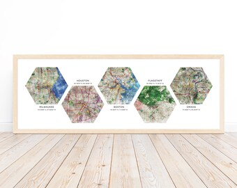 Custom Map Print 5 Locations Personalized Maps Canvas | Etsy