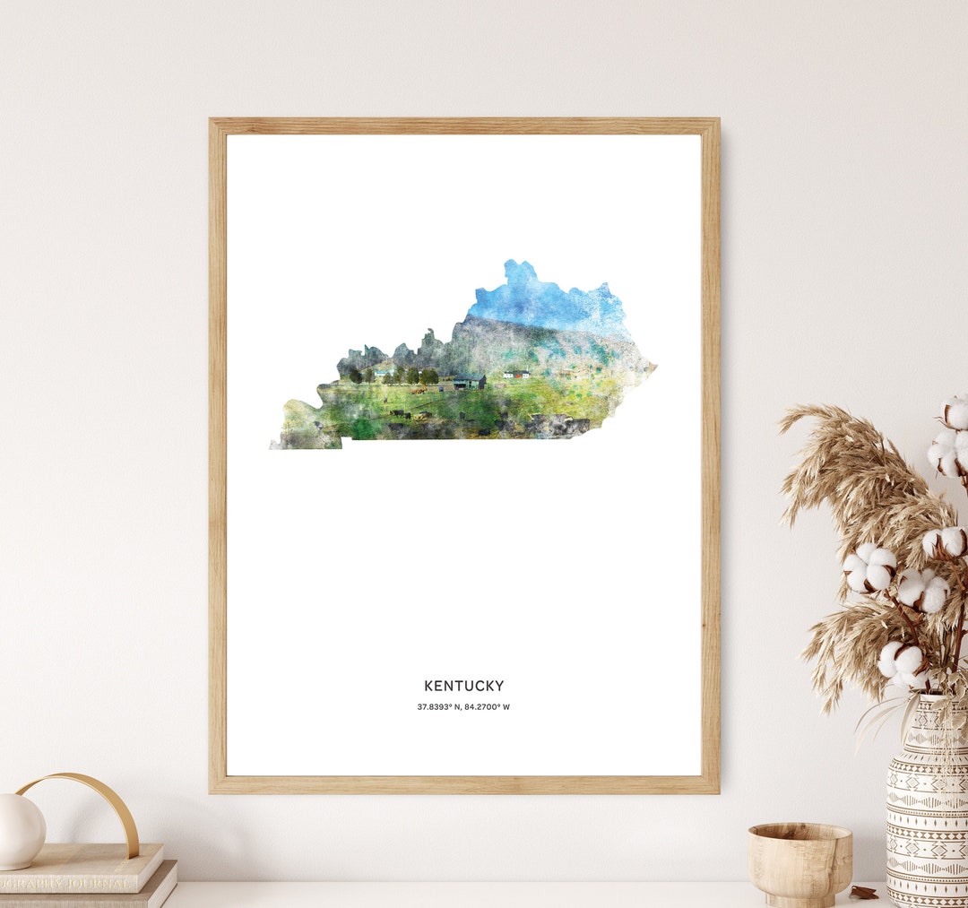 Kentucky Print | Kentucky Watercolor Print | Kentucky Canvas | Kentucky ...