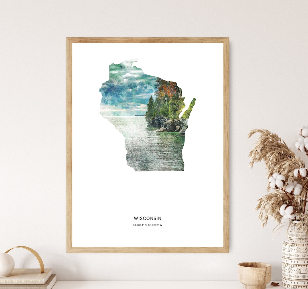 Wisconsin Print | Wisconsin Watercolor Print | Wisconsin Canvas ...
