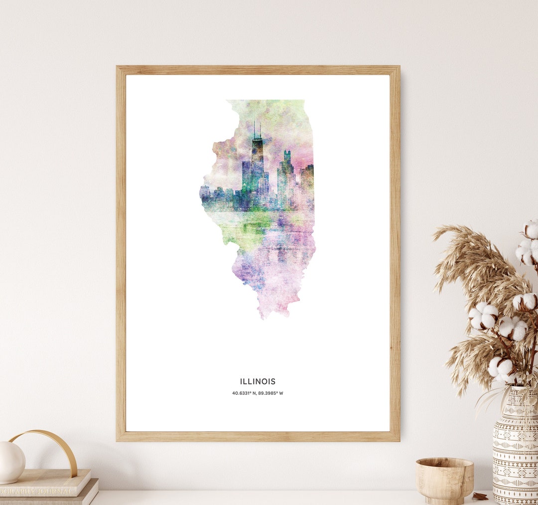 Illinois Print | Illinois Watercolor Print | Illinois Canvas | Illinois ...