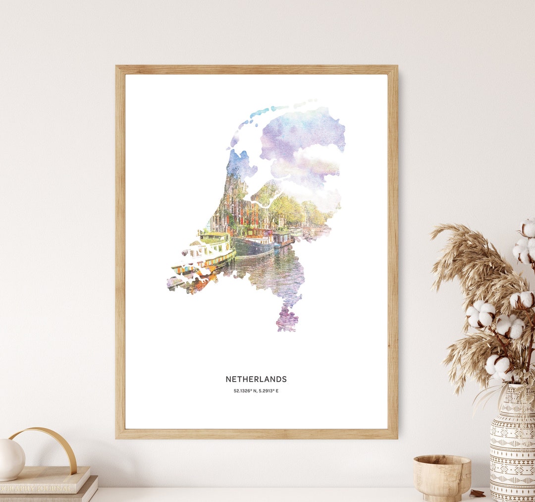 Netherlands Print | Netherlands Watercolor Print | Netherlands Canvas ...
