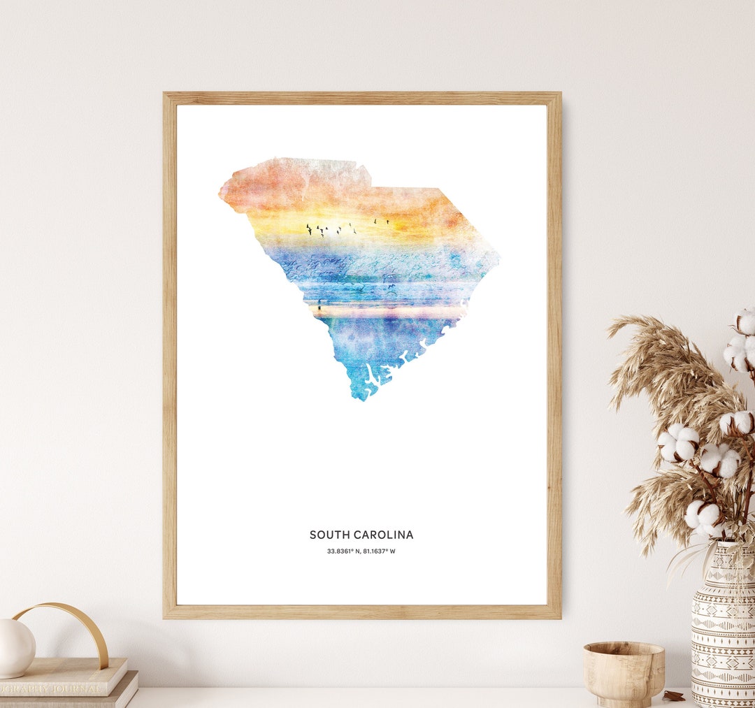 South Carolina Print | South Carolina Watercolor | South Carolina ...