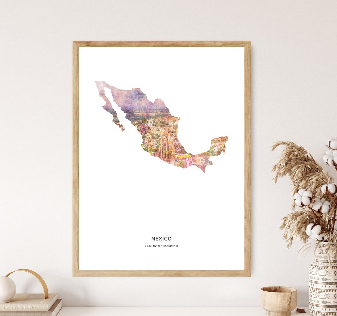Mexico Print | Mexico Watercolor Print | Mexico Canvas | Mexico Poster ...