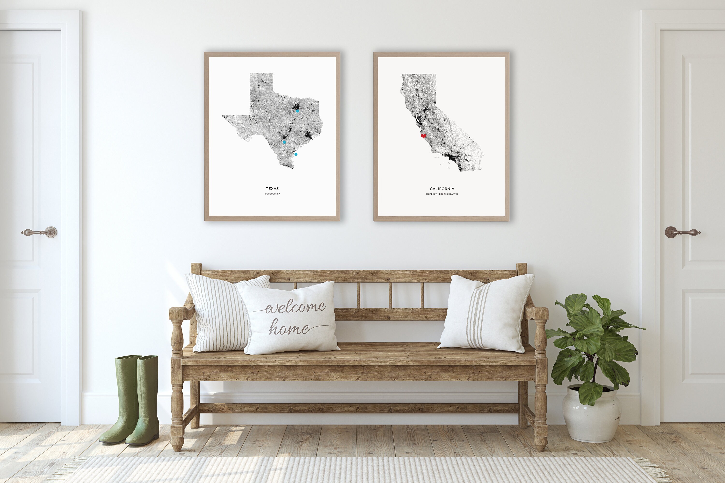 Custom State Map Print | Personalized State Map Canvas | Custom US ...