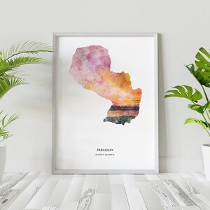 Paraguay Print | Paraguay Watercolor Print | Paraguay Canvas | Paraguay ...