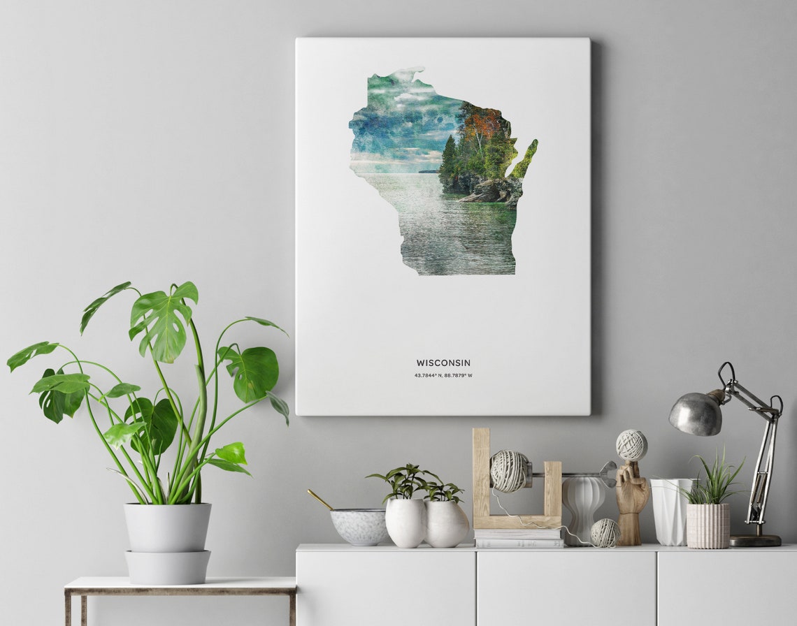 Wisconsin Print | Wisconsin Watercolor Print | Wisconsin Canvas ...