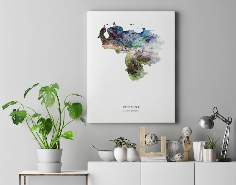 Venezuela Print | Venezuela Watercolor Print | Venezuela Canvas ...