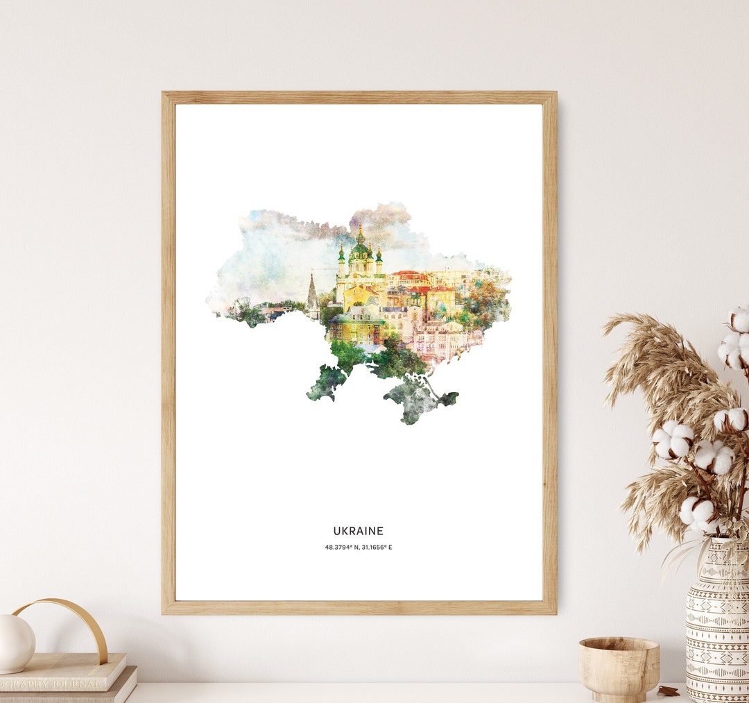 Ukraine Print | Ukraine Watercolor Print | Ukraine Canvas | Ukraine ...