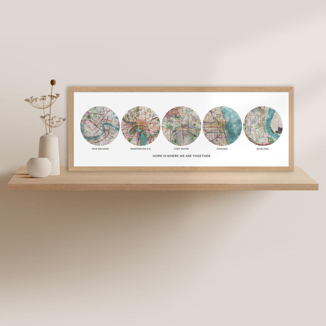 Custom Map Print 5 Locations Personalized Maps Canvas - Etsy
